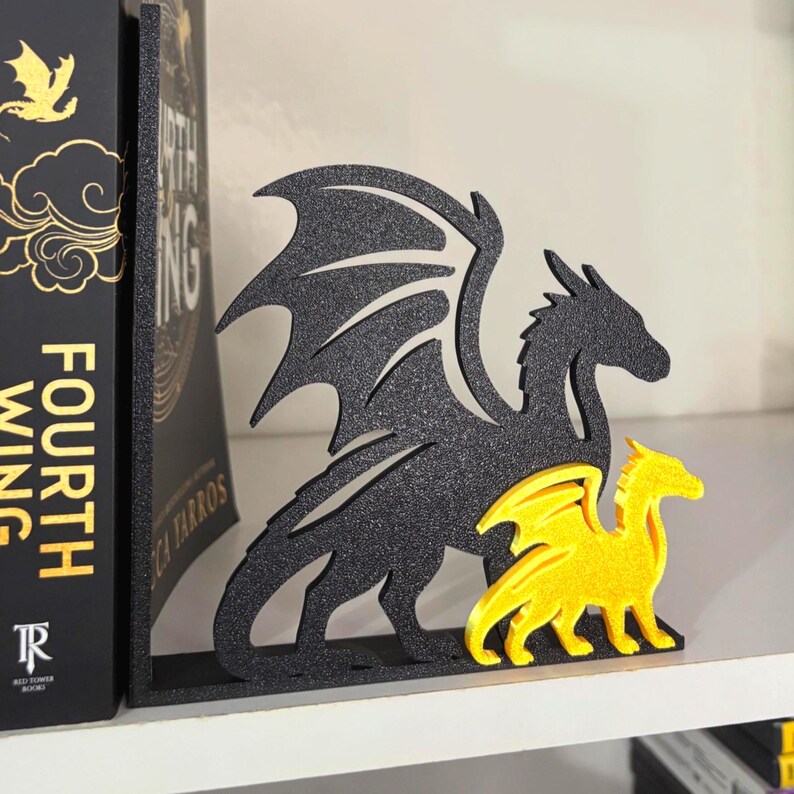 Fourth Wing Dragon Bookend – Tairn & Andarna Silhouette, Fantasy Decor ...