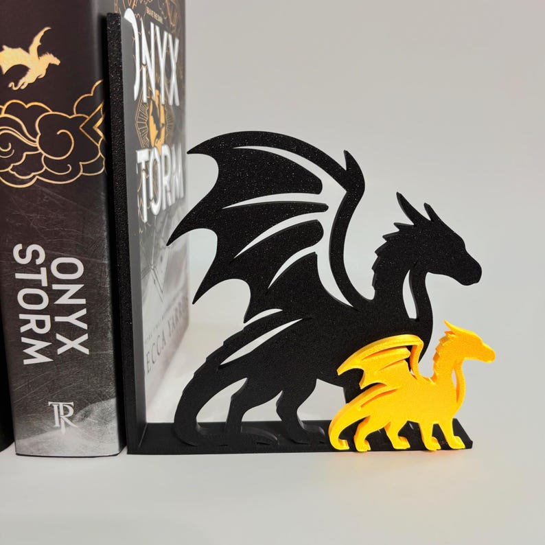 Fourth Wing Dragon Bookend – Tairn & Andarna Silhouette, Fantasy Decor ...