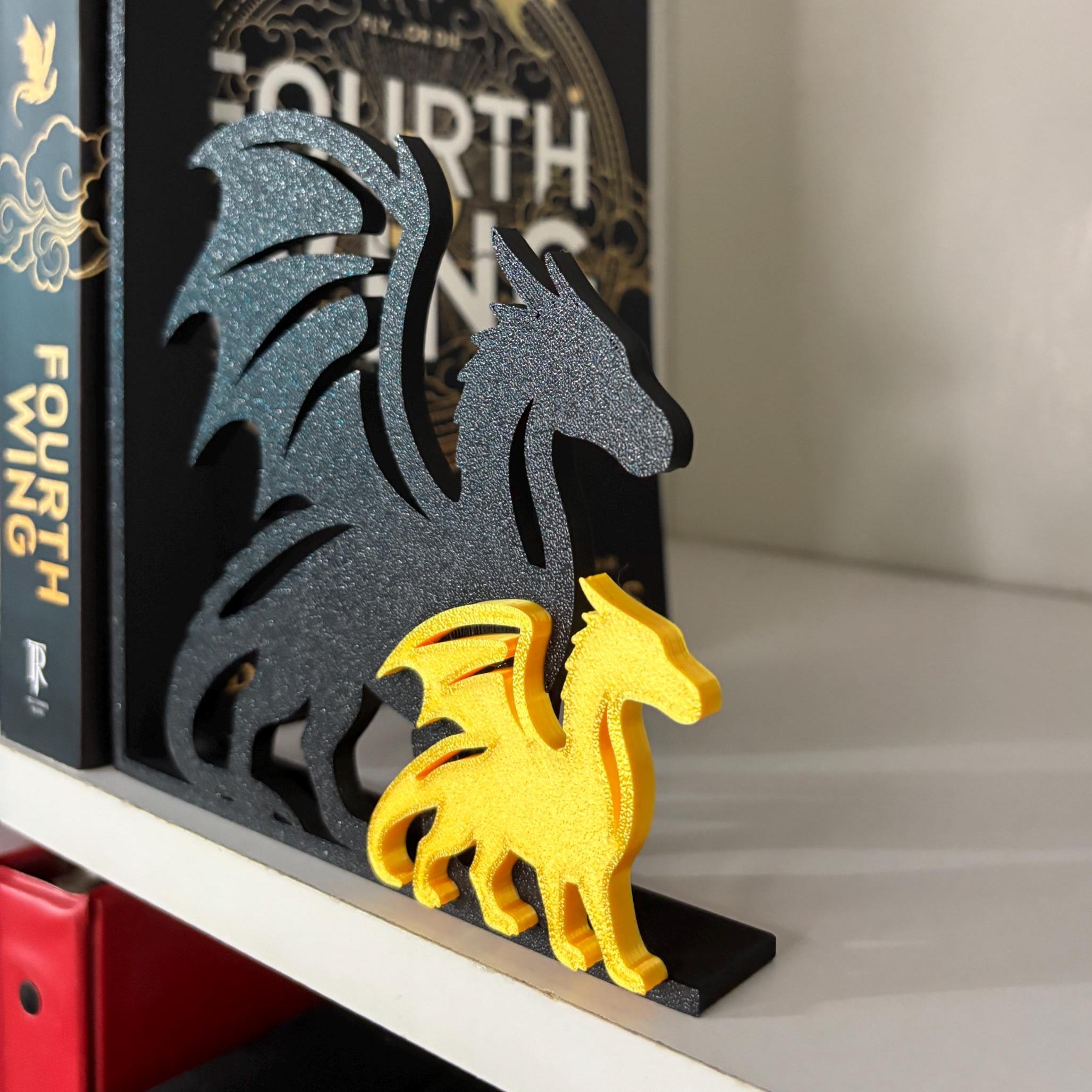 Fourth Wing Dragon Bookend – Tairn & Andarna Silhouette, Fantasy Decor ...