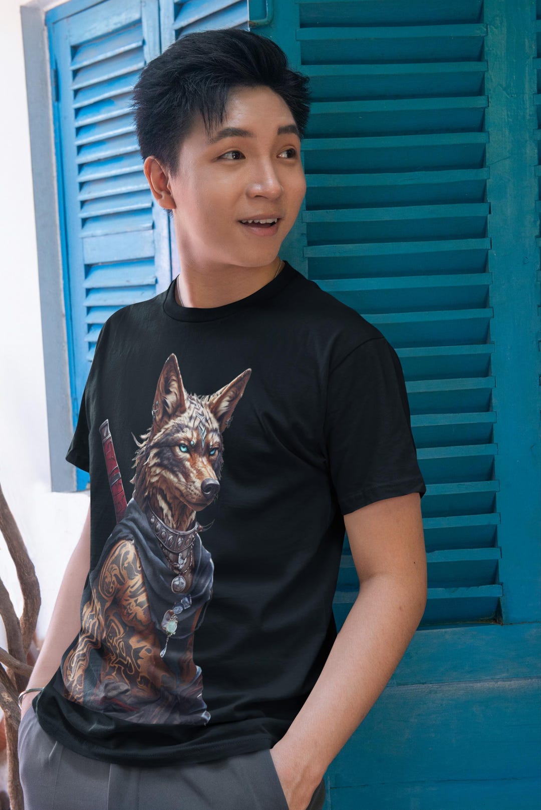 Samurai Dog Warrior Hybrid | Shogun Beast T-shirt | Tribal Guardian Art ...