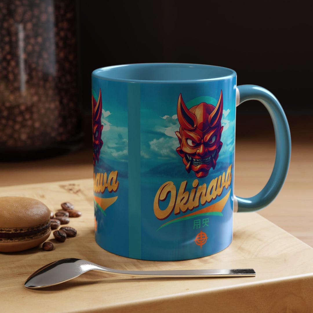 Okinawa Oni Mask Mug Japanese Souvenir Pop Art Cup | Synthron Dreams ...