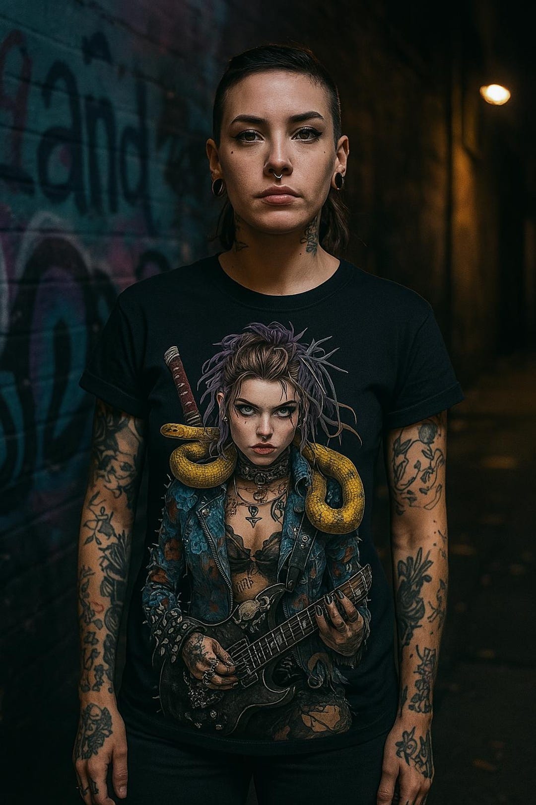 Venom Valkyrie Punk Rock Goddess With Snake T-shirt - Etsy