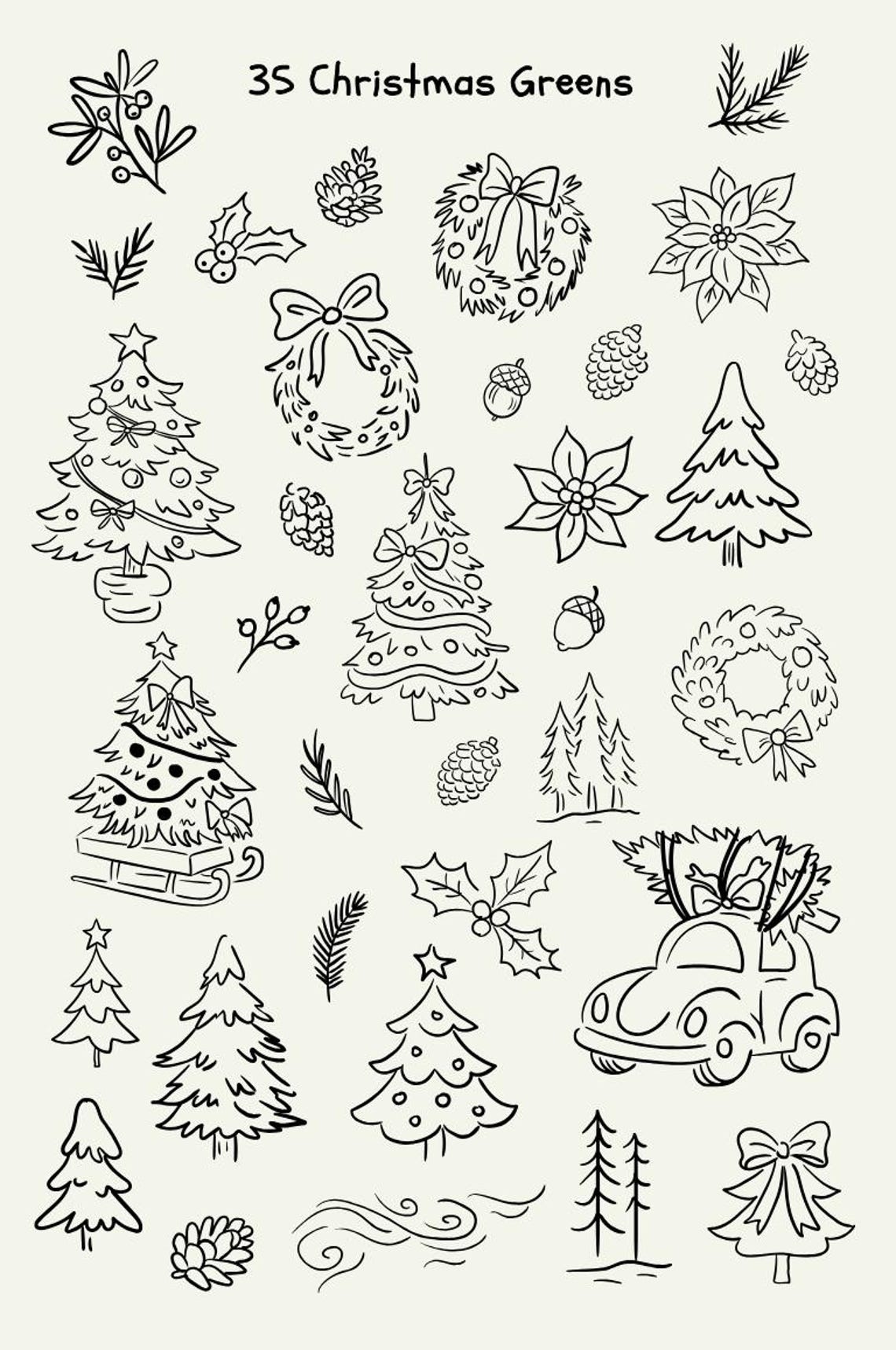 200+ Hand-drawn Christmas Clipart | Winter Doodle Clipart Bundle ...