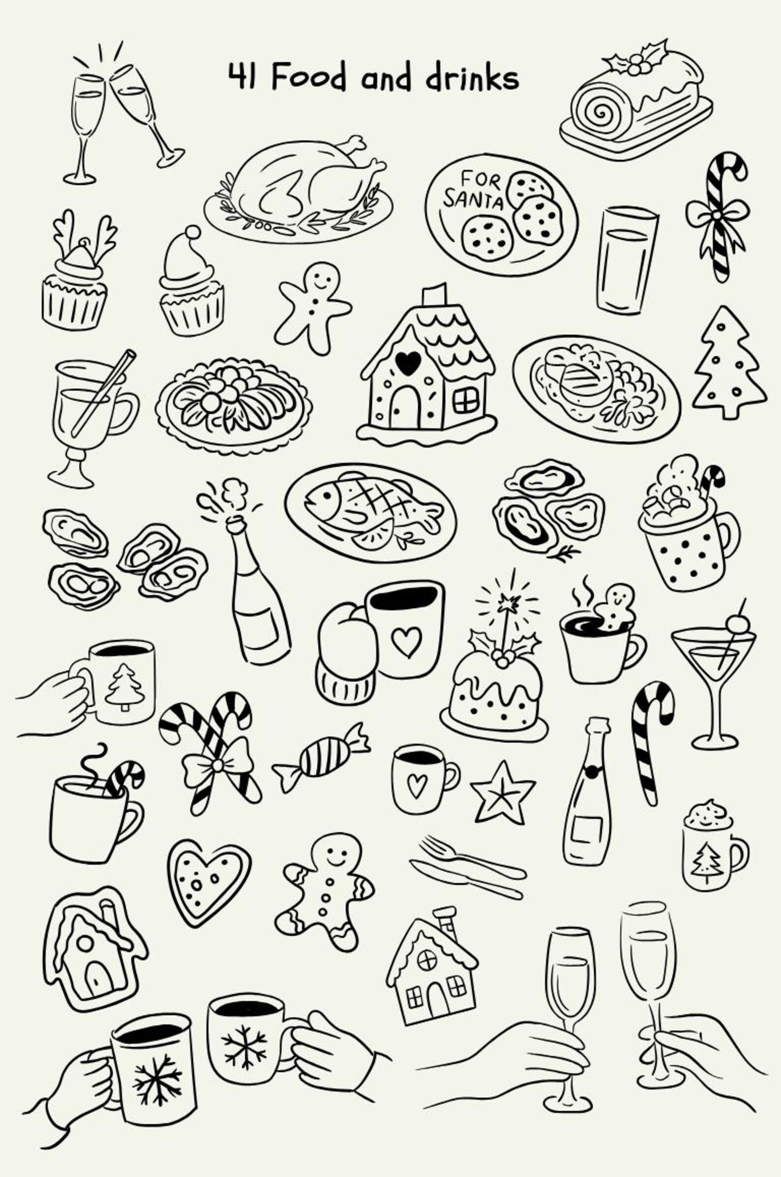 200+ Hand-drawn Christmas Clipart | Winter Doodle Clipart Bundle ...