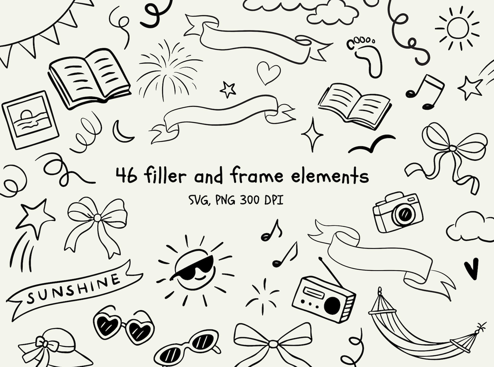 Summer Doodle Clipart Bundle – 150+ Hand Drawn Picnic, Food, Nature ...