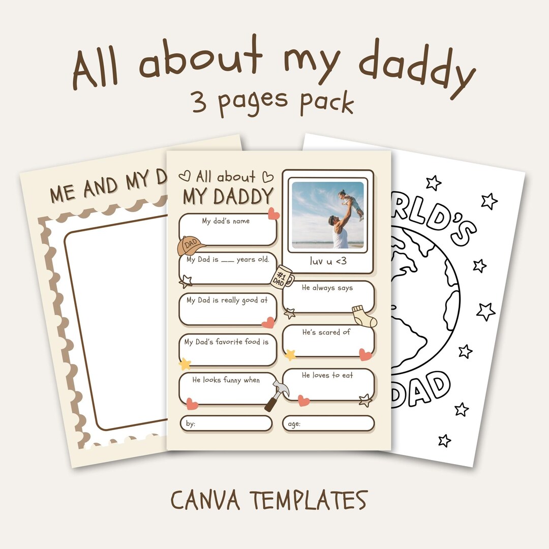 Father’s Day Printable Templates | All About My Dad, Drawing, Coloring ...