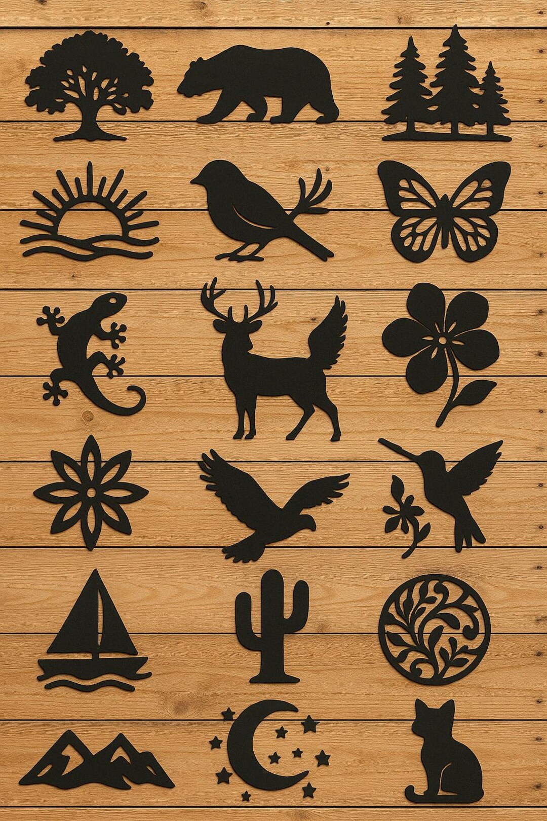 20 Nature SVG DXF Files | Outdoor Wall Art Silhouettes for CNC, Laser ...