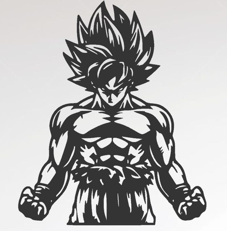 Bold Super Saiyan Goku Silhouette Wall Art – Dragon Ball Z SVG & DXF ...