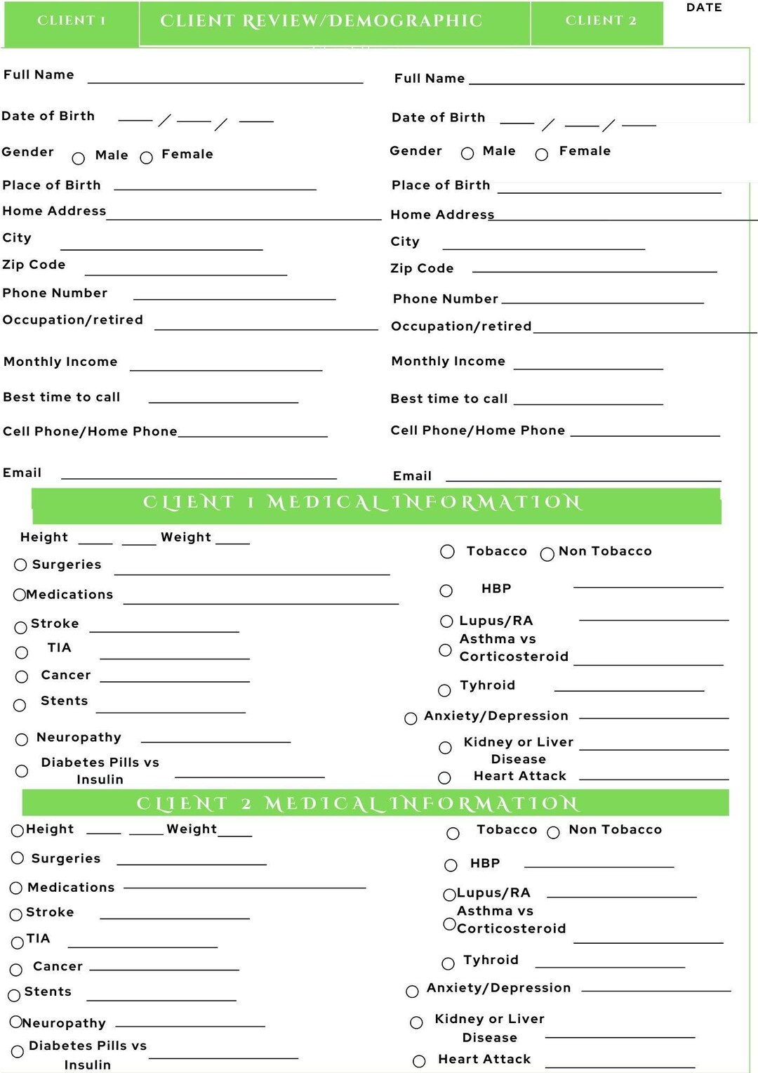 Client Review Form for Insurance Agents – Printable PDF & Canva ...