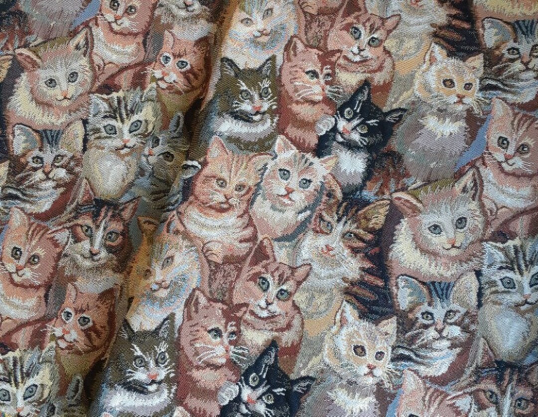 Сats All Over Upholstery Tapestry Toile Fabric 1 Yard 78" Wide Heavy ...