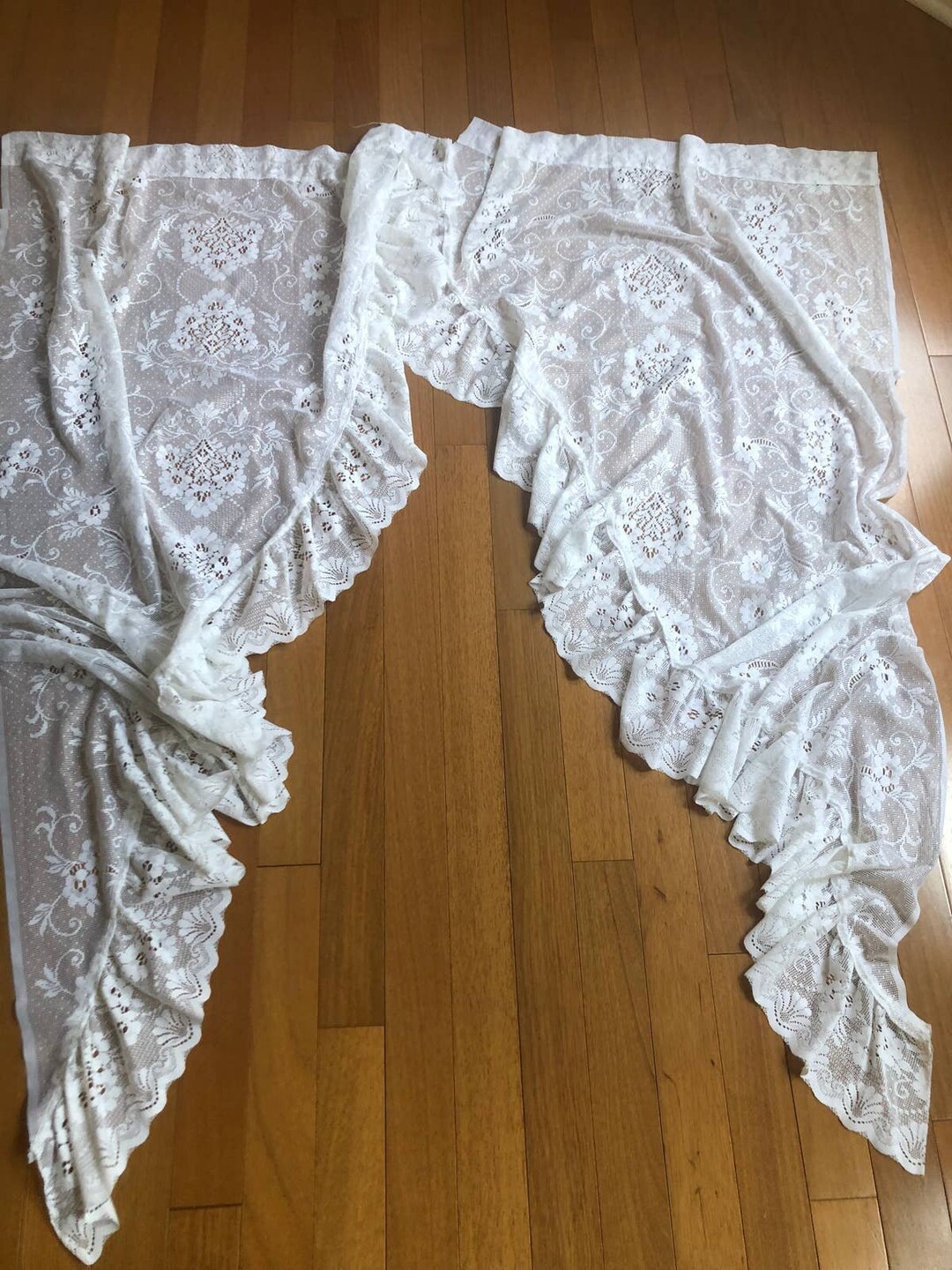 Vintage Window Lace Curtains With Valance 40 Wide X 84 Long - Etsy