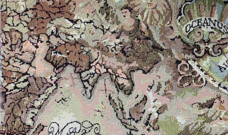 Victorian World Map Upholstery Tapestry Toile Fabric 1 Yard 78" Wide ...