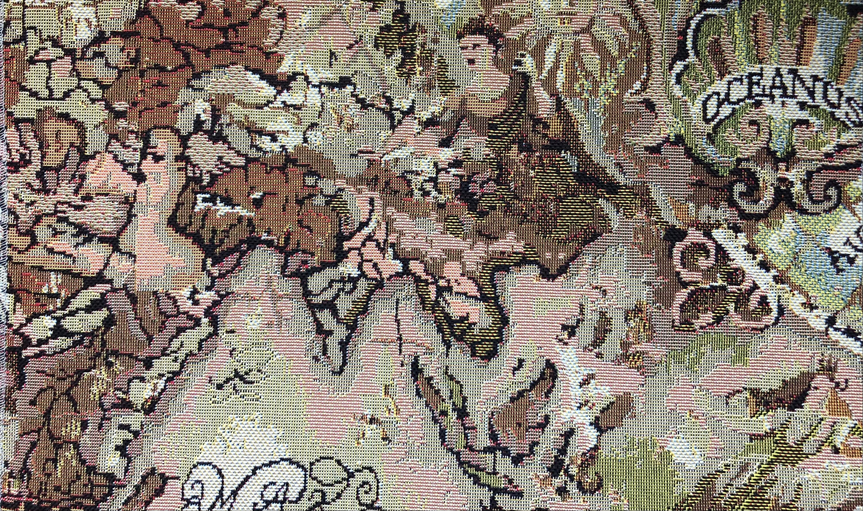 Victorian World Map Upholstery Tapestry Toile Fabric 1 Yard 78" Wide ...