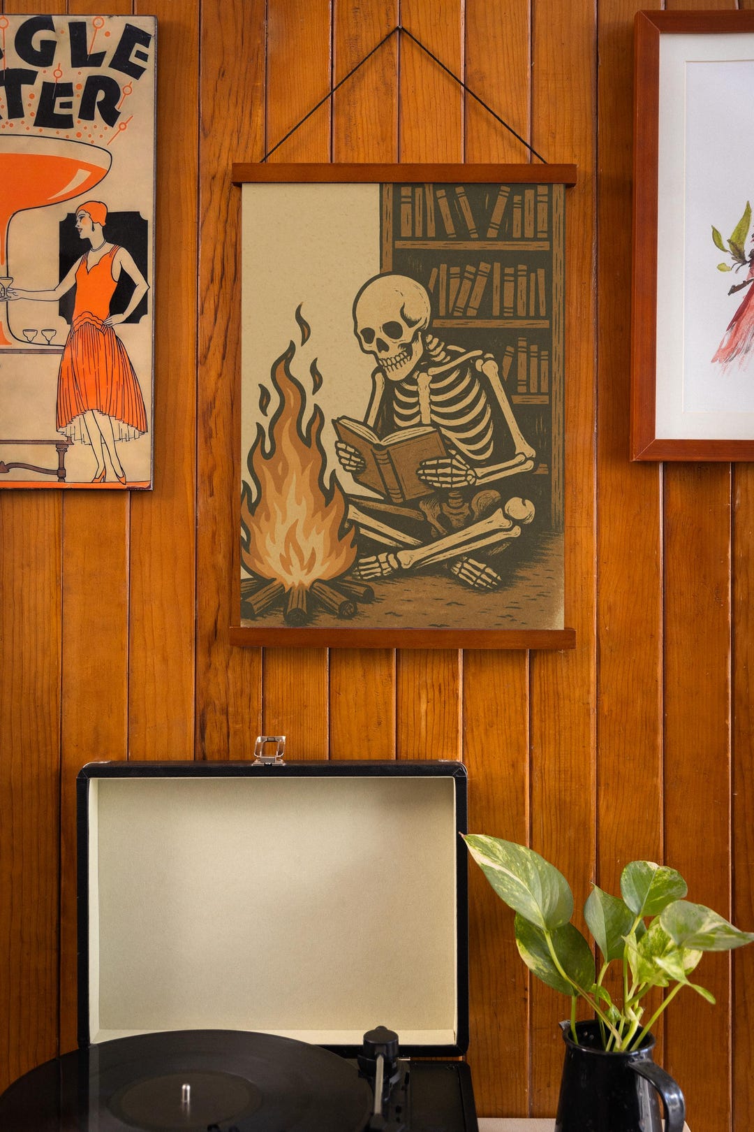 Spooky Skeleton Matte Poster: Halloween Booklover Campfire Decor - Etsy