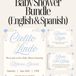 Spanish Cielito Lindo Niño Baby Shower Invitation Bundle, English ...