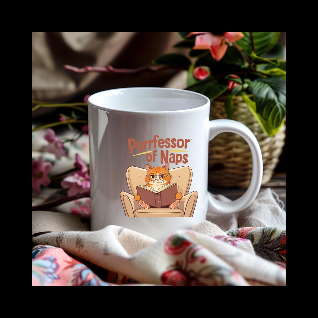 Purrfessor of Naps Mug With Cute Cat Illustration – Funny Cat Lover ...