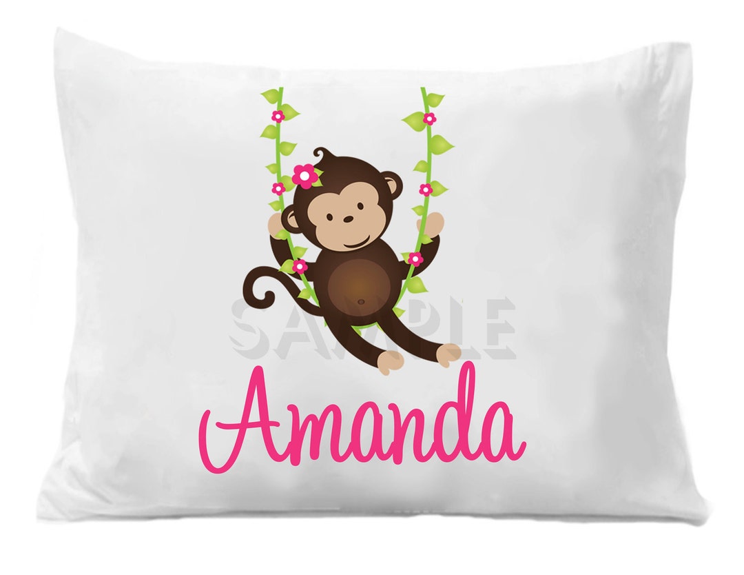 Monkey Pillow Case Personalized Pillow Case Girls or Boys - Etsy