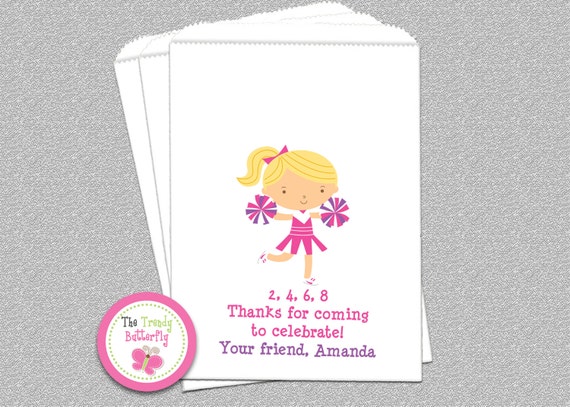 Cheerleading Birthday Party, Cheerleader Candy Bags, Goody Bags, Party ...