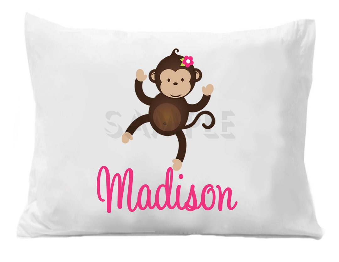Monkey Pillow Case , Personalized Pillowcase Girls or Boys - Etsy