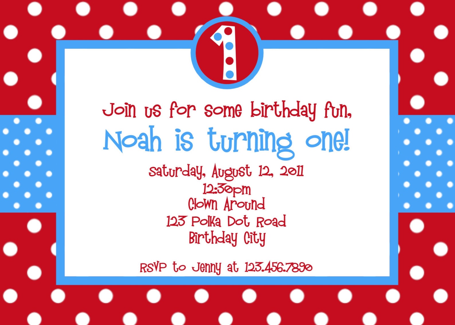 1st Birthday Polka Dot Invitation Green and Blue Birthday - Etsy