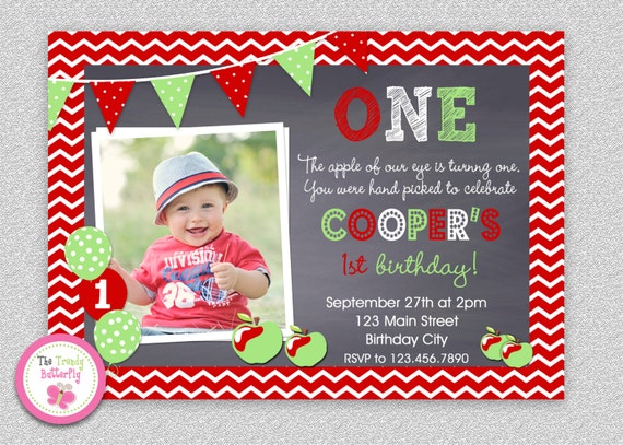 Red Apple Birthday Invitation , Apple of our Eye Birthday Invitation ...