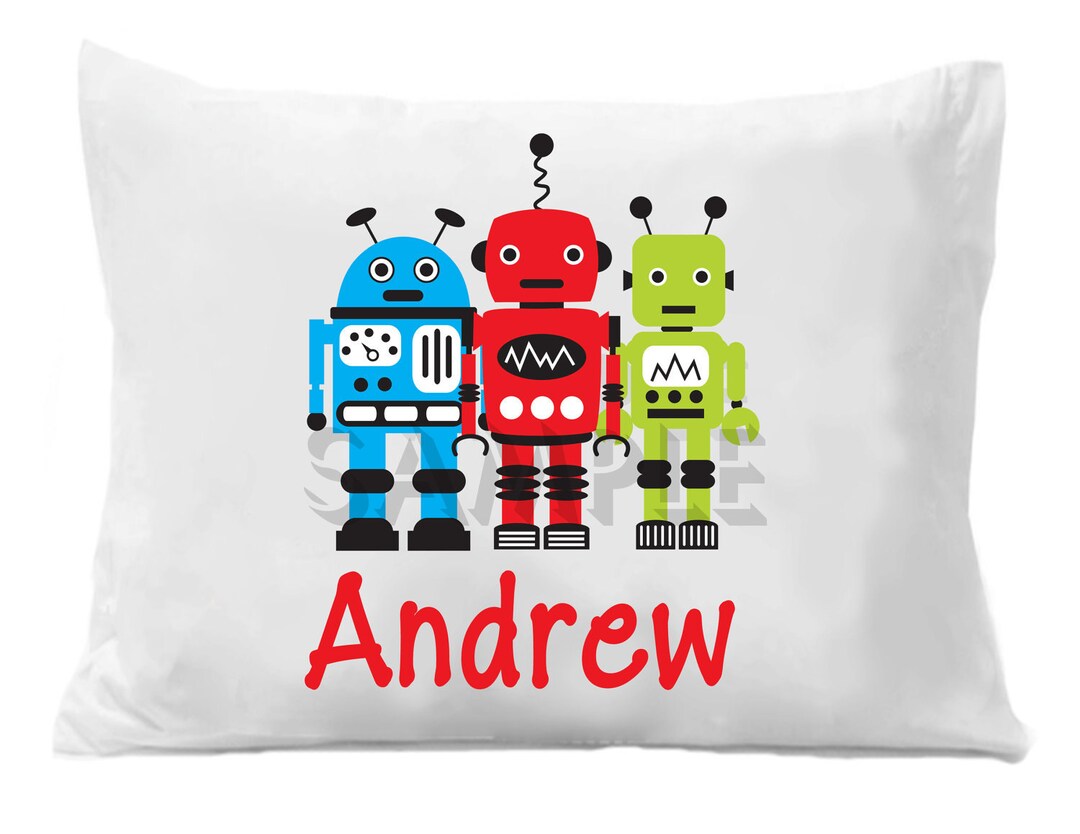 Robot Pillowcase Robot Personalized Pillow Case - Etsy