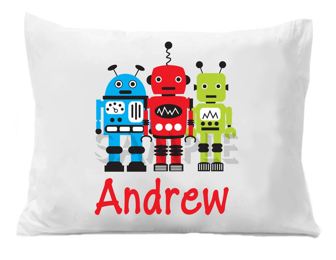 Robot Pillowcase Robot Personalized Pillow Case - Etsy