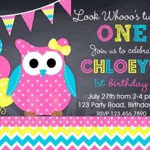 Owl Birthday Invitation Chevron Owl Birthday Party Invitation - Etsy