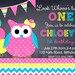 Owl Birthday Invitation Chevron Owl Birthday Party Invitation - Etsy