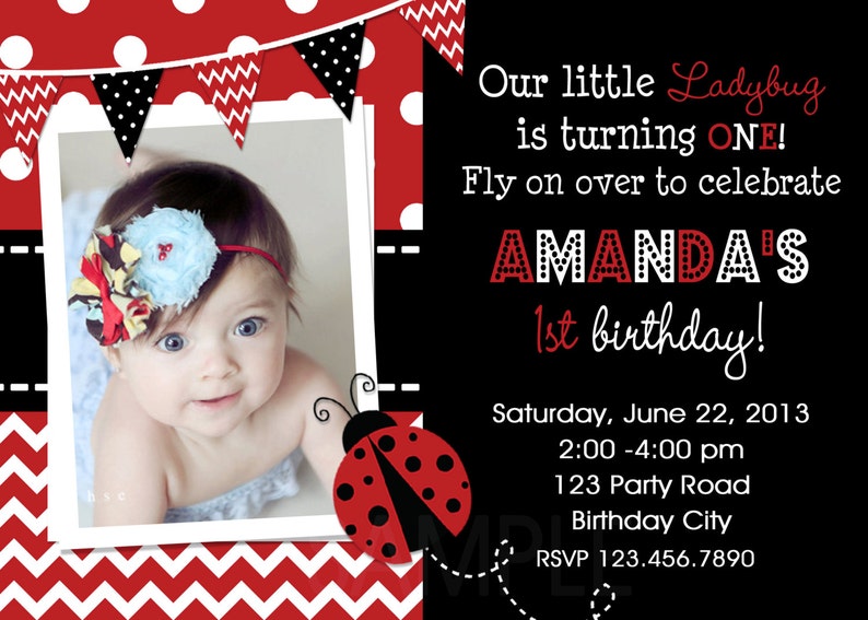 Ladybug Birthday Invitation Red Ladybug Invitation Ladybug | Etsy