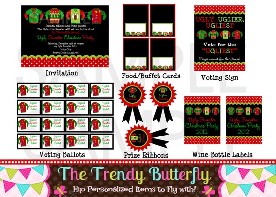 Ugly Sweater Party Package Printable Party by The Trendy Butterfly ...
