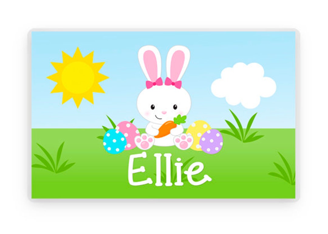 Easter Placemat, Kids Personalized Placemat, Decorating Easter Eggs ...