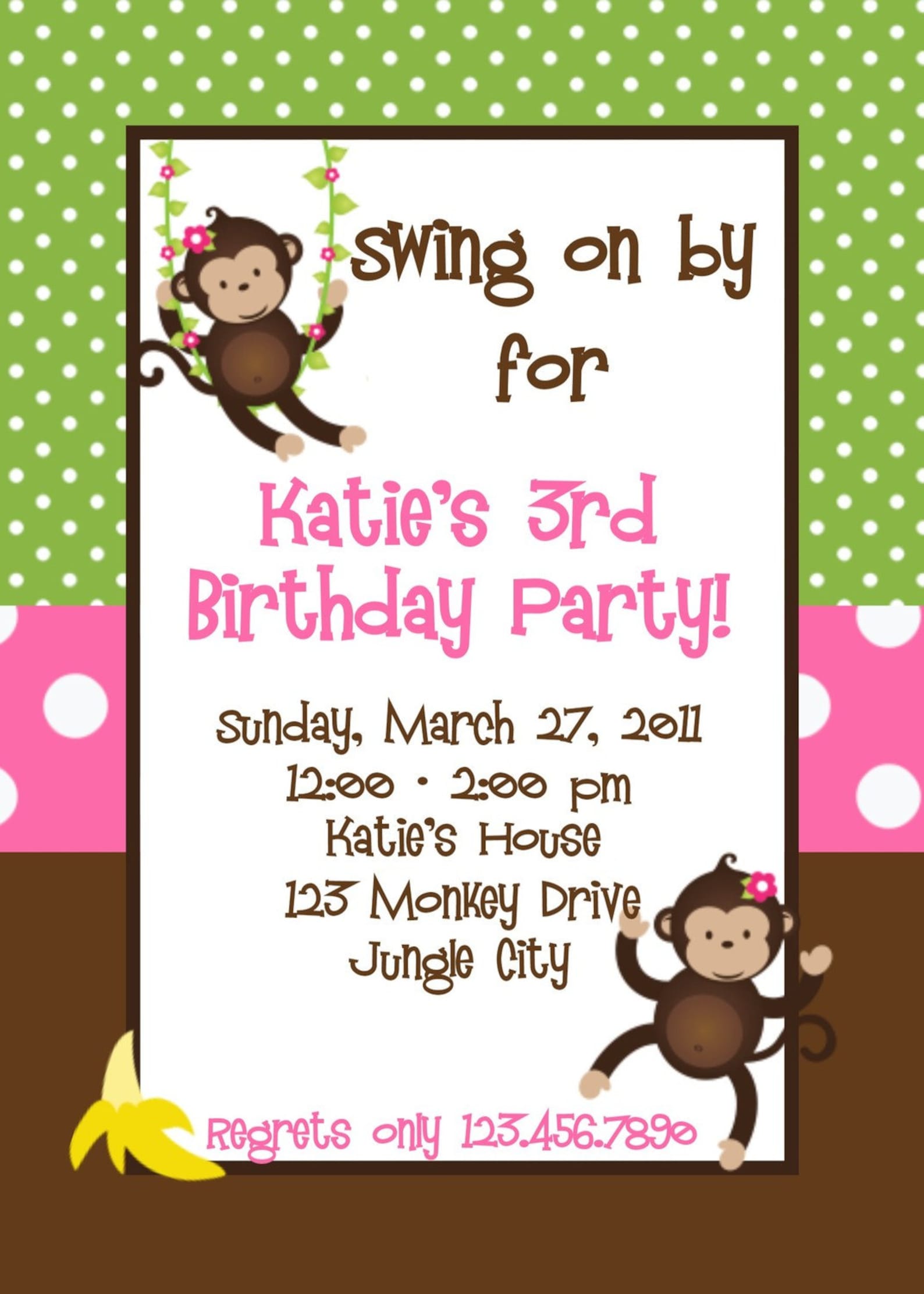 Monkey Birthday Invitation Monkey Birthday Party Invite - Etsy