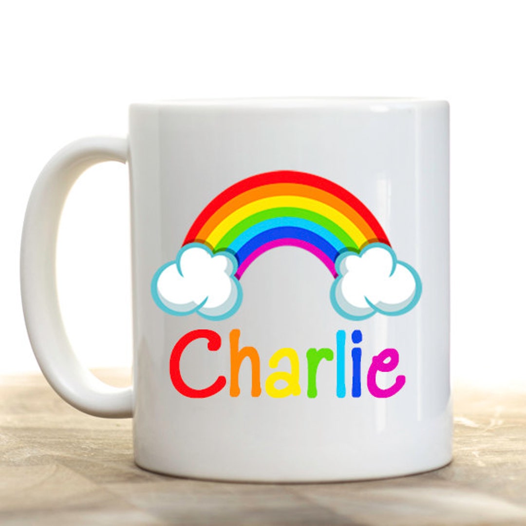 Rainbow Mug, Personalized Rainbow Cup, Hot Chocolate Mug, Childrens ...