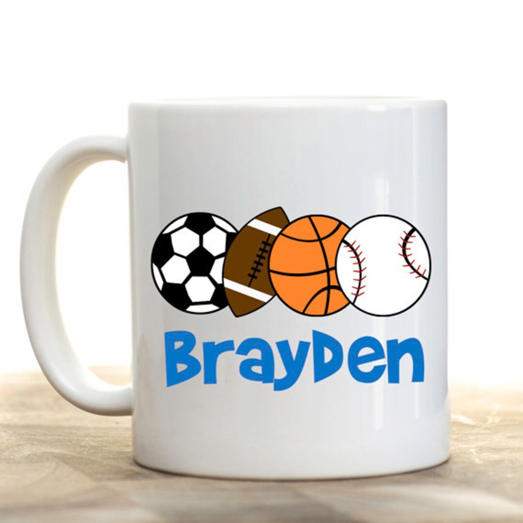 Sports Balls Personalized Mug Childrens Personalized - Etsy