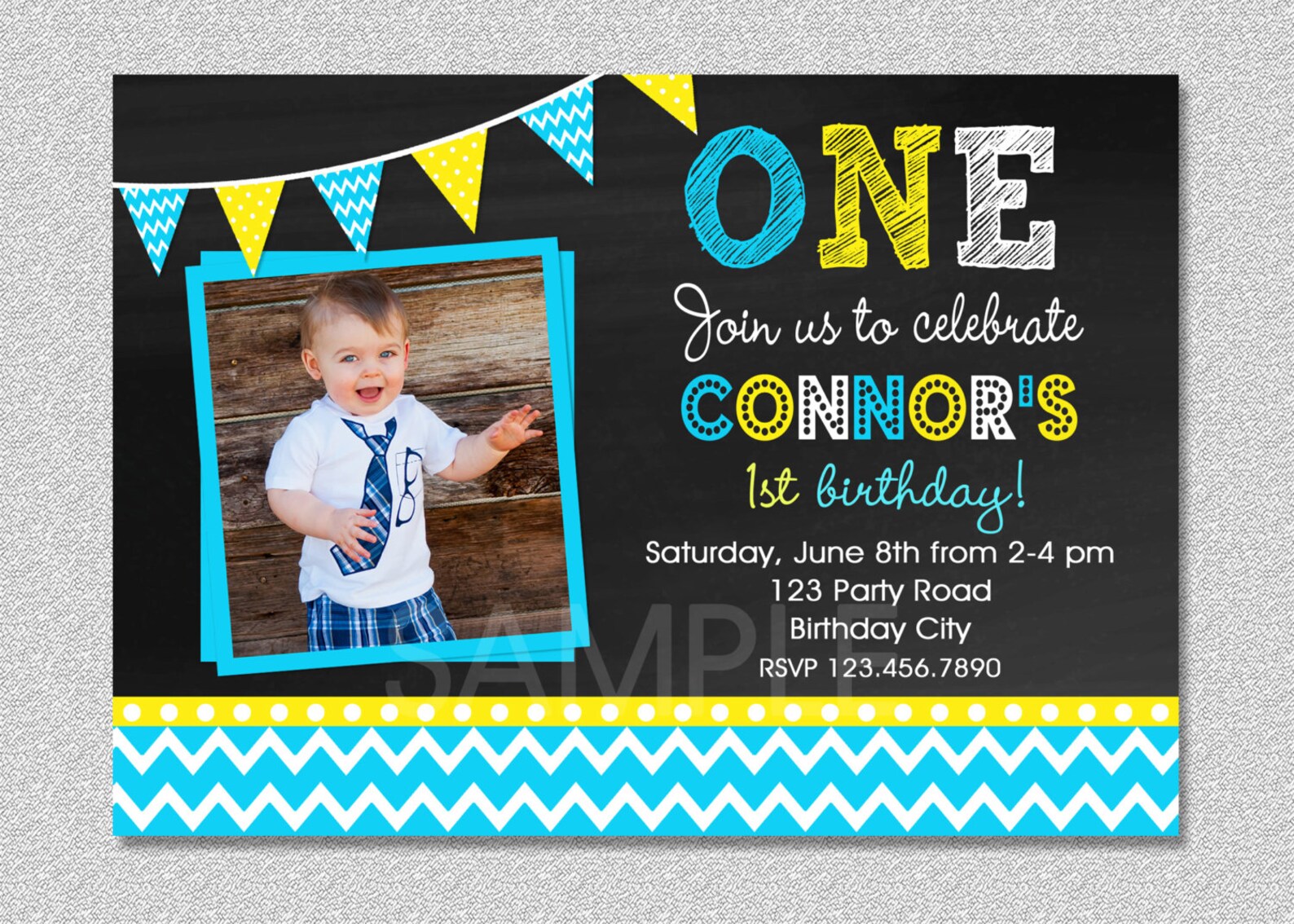 Chalkboard Birthday Invitation Chevron Chalkboard Boys - Etsy