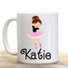 Dance Mug, Ballet Dancer Personalized Cup, Hot Chocolate Mug, Childrens ...