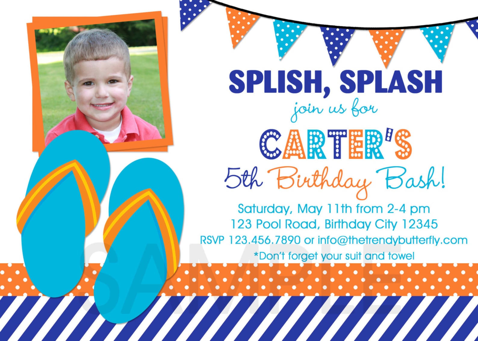 Flip Flop Pool Party Birthday Invitation Flip Flop Birthday - Etsy