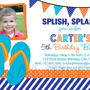 Flip Flop Pool Party Birthday Invitation Flip Flop Birthday Invitation ...