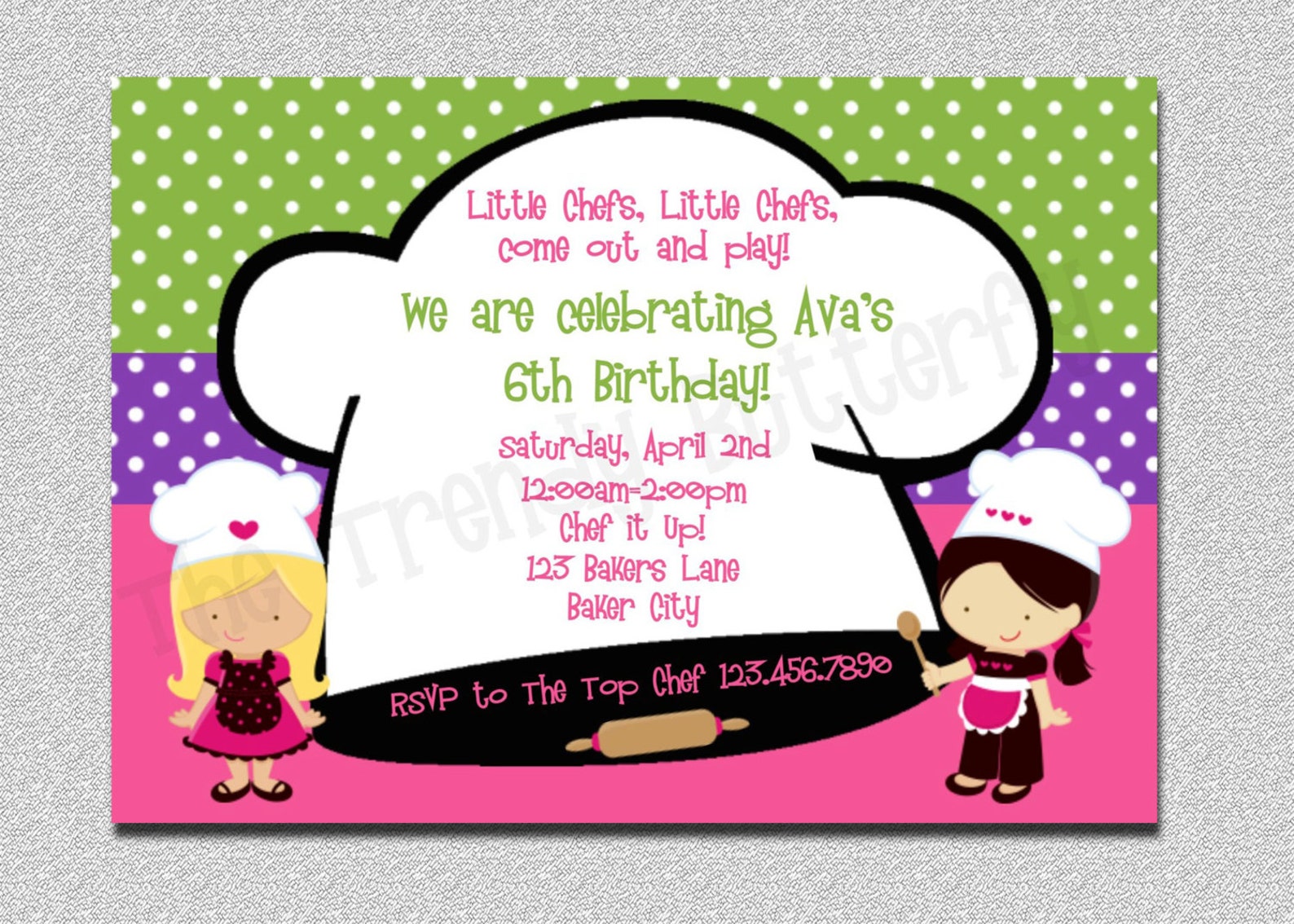 Chef Birthday Party Invitation Chef Cooking Party Invitations | Etsy