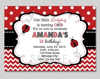 Ladybug Birthday Invitation With Photo Ladybug Invitation - Etsy