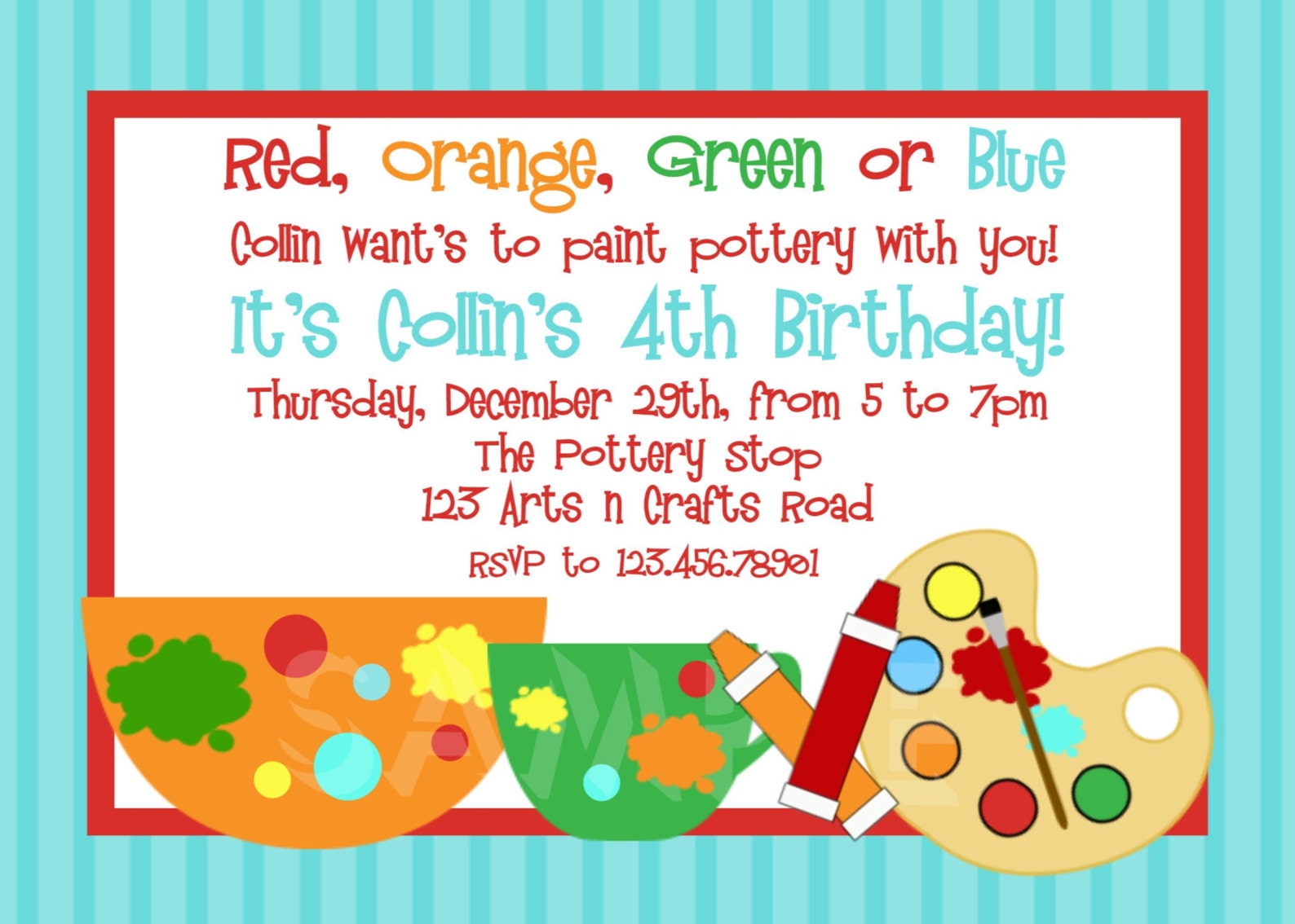 Arts and Crafts Birthday Party Invitation Art Birthday - Etsy