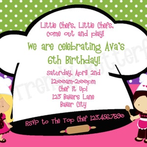 Chef Birthday Party Invitation Chef Cooking Party Invitations Printable ...