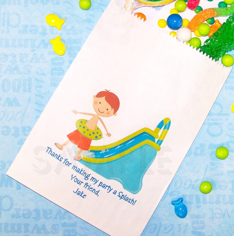 Waterslide Pool Birthday Party Favor Bags Goody Bags - Etsy