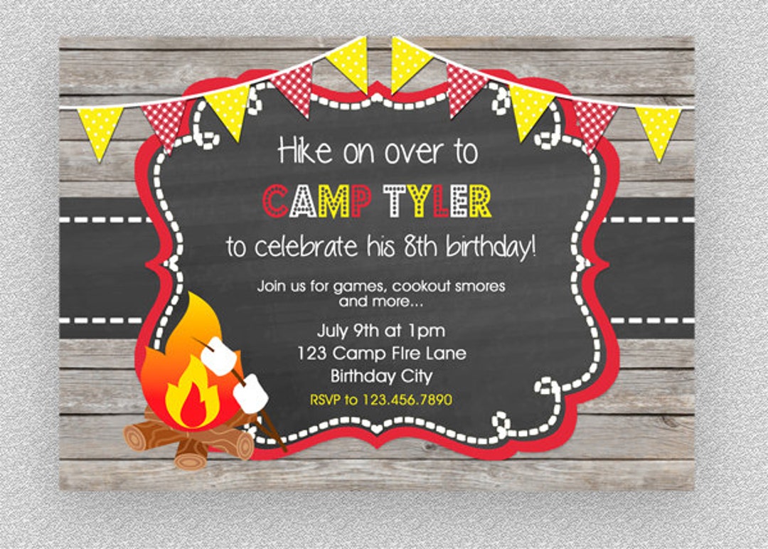 Camping Invitation, Camping Party Invitation, Camping Birthday Party ...