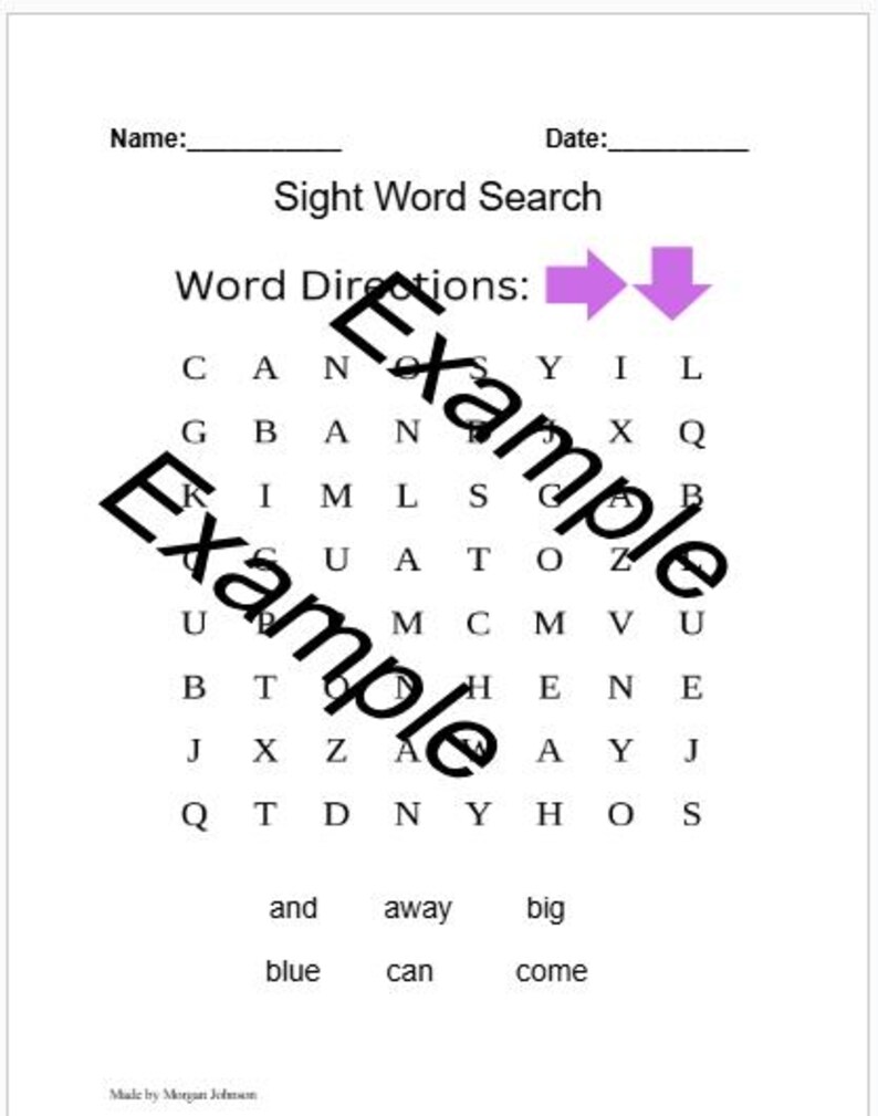 Dolch Prek Sight Word Search - Etsy