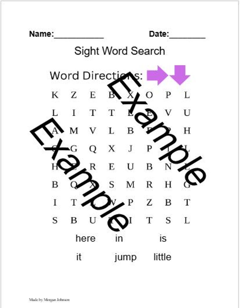 Dolch Prek Sight Word Search - Etsy