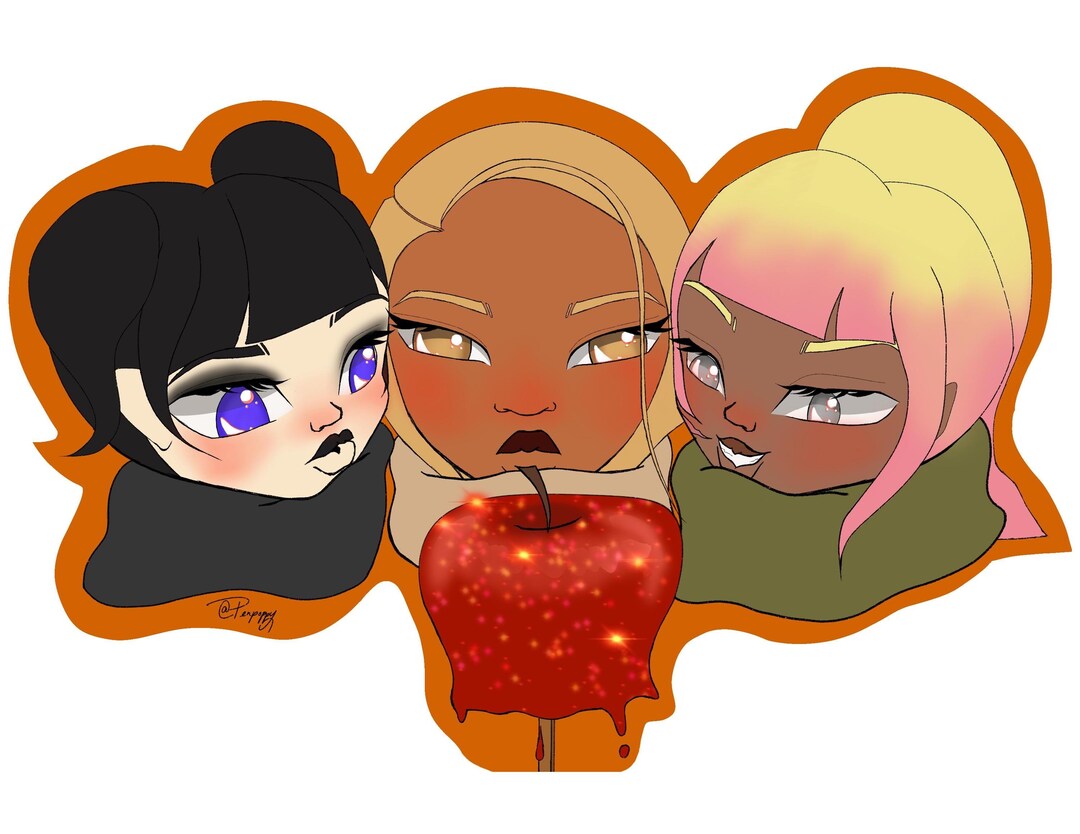 Candy Apple Chibis (white), Digital Wall Art, Digital Print, Digital ...