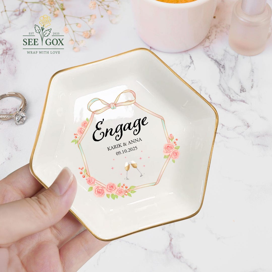 Personalized Engagement Ring Dish Wedding Gift for Bride, Custom ...