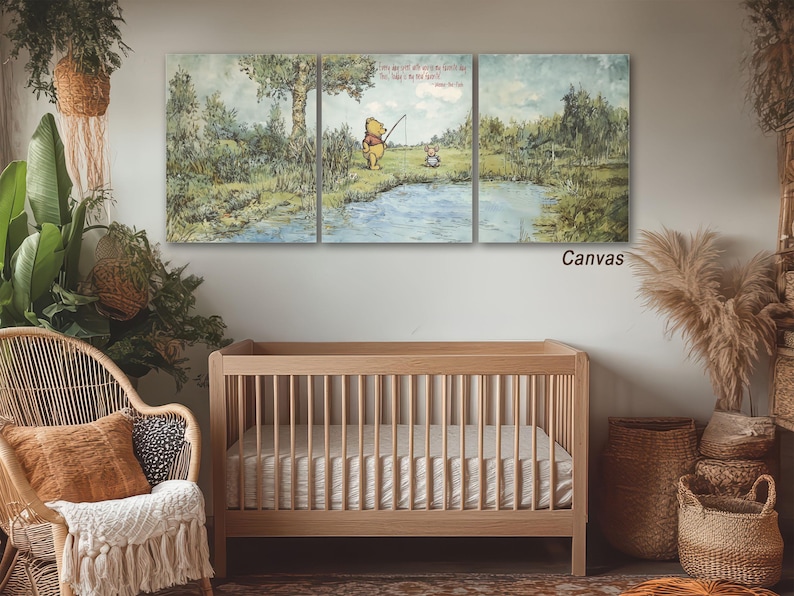 Winnie the Pooh Print, Nursery Art, Nursery Landscape Art, Boho Nursery ...